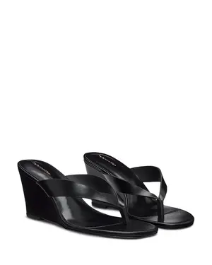 REFORMATION Thong Wedge Sandals - Black