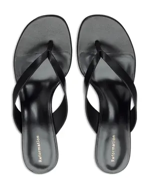 REFORMATION Thong Wedge Sandals - Black