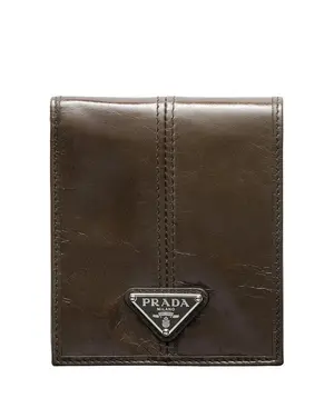 Prada Leather Wallet With Coin Purse - Green