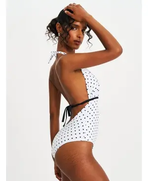 MISS CIRCLE NEW YORK Polka Dot Halterneck One-piece Swimsuit