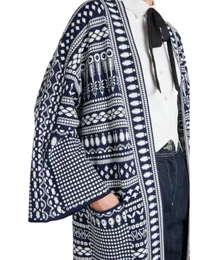 TEMPERLEY LONDON Tlalli Knit Coat - Navy Silver