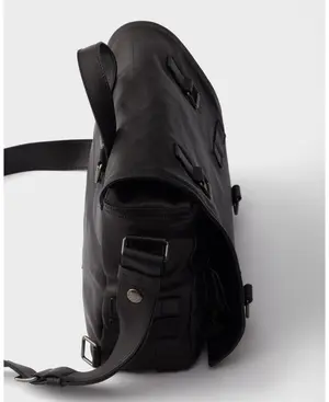 Prada Leather Messenger Bag With Buckled Straps