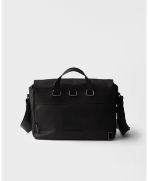 Prada Leather Messenger Bag With Buckled Straps