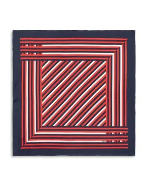 Echo Stripes Silk Scarf - Navy
