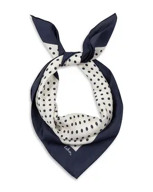 Echo Pin Dot Silk Scarf Navy