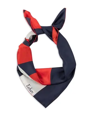 Echo Curves Silk Square Scarf - Navy
