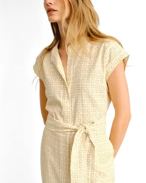 CARTOLINA Cap Sleeve Jumpsuit With Mandarin Collar And Belted Waist - Ivory