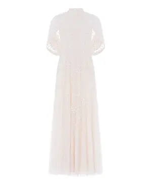 NEEDLE & THREAD Scallop Sequin Cape Ankle Gown