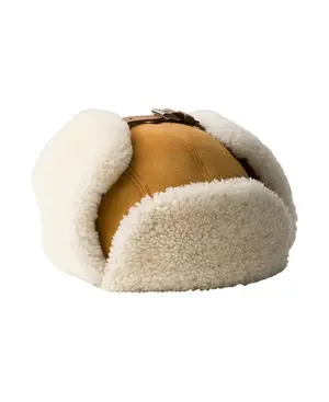 Prada Suede Shearling Trapper Hat - Neutral
