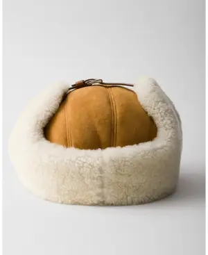 Prada Suede Shearling Trapper Hat