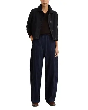 REISS Suede Trucker Jacket - Navy