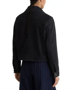 REISS Suede Trucker Jacket - Navy