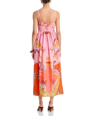 Aqua Paisley Print Midi Dress