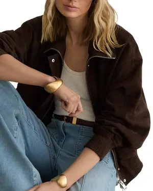 REISS Cara Suede Zip-up Jacket