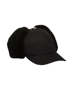 Prada Re-nylon And Shearling Hat - Black