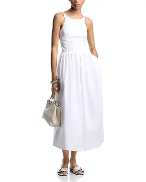 Emporio Armani Smocked Waist Midi Dress