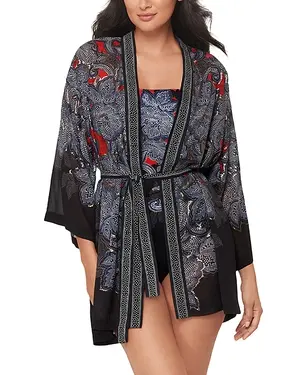 Miraclesuit Steel Magnolias Kimono Cover Up - Black/multi
