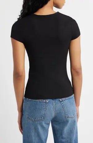 Topshop Stretch Cotton Cap Sleeve T-shirt