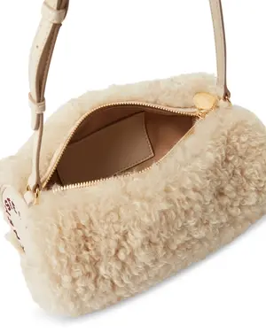 Stella McCartney Logo Faux Shearling Pouch Bracelet