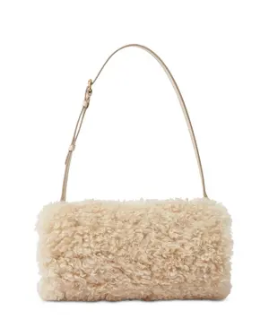 Stella McCartney Logo Faux Shearling Pouch Bracelet