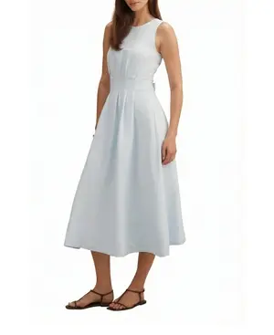 EVER NEW Rosie Linen Sleeveless Tuck Midi Dress
