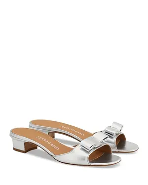 Ferragamo Silver Tone Shoes For Women