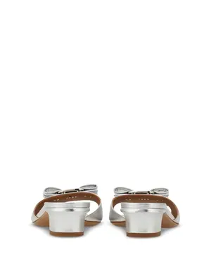 FERRAGAMO Leather Bow Detail Slide Sandals