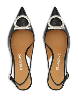 FERRAGAMO Sara 40 Pointed Slingback Pumps - Nero