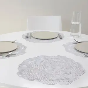 CHILEWICH Pressed Rose Placemat - Silver