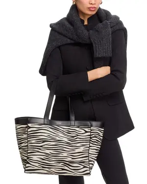 ANINE BING Zebra Leather Tote Bag - Print