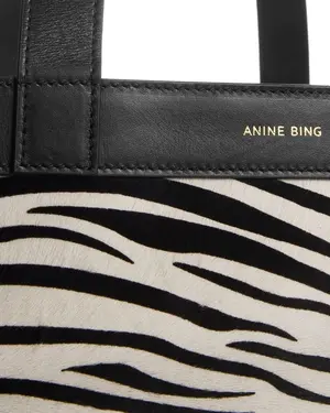 ANINE BING Zebra Leather Tote Bag - Print