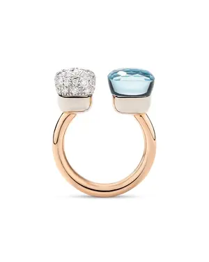 Pomellato 18k White & Rose Topaz & Diamond Cluster Cuff Ring