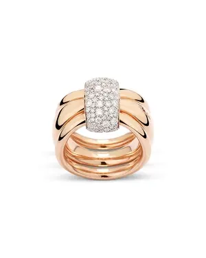 Pomellato 18k Rose Diamond Pave Multirow Ring, 1.0 Tcw - Gold