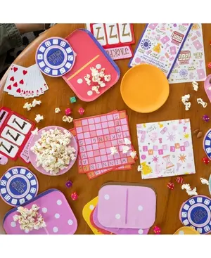 JOLLITY & CO Game Night Jackpot Large Paper Napkins, Set Of 16 - Red