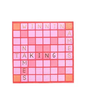 JOLLITY & CO Game Night Large Paper Napkins, Set Of 16 - Pink