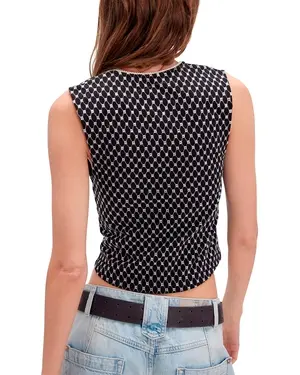 Free People Good Graces Embroidered Top - Black Combo