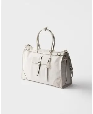 Prada Bonnie Denim And Leather Tote Bag - White