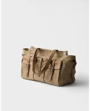 Prada Canvas And Leather Tote Bag
