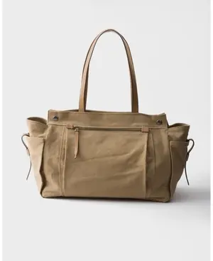 Prada Canvas And Leather Tote Bag