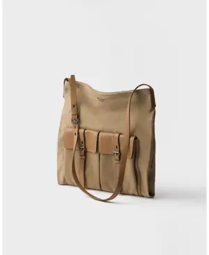 Prada Canvas And Leather Shoulder Bag - Neutral