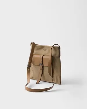 Prada Route Canvas And Leather Shoulder Bag - Neutral