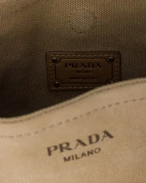 Prada Route Canvas And Leather Shoulder Bag - Neutral