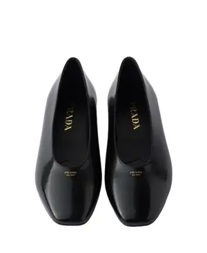 Prada Brushed Leather Ballerinas - Black