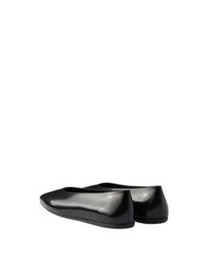 Prada Brushed Leather Ballerinas - Black