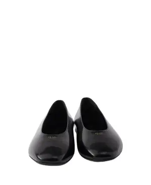 Prada Brushed Leather Ballerinas - Black