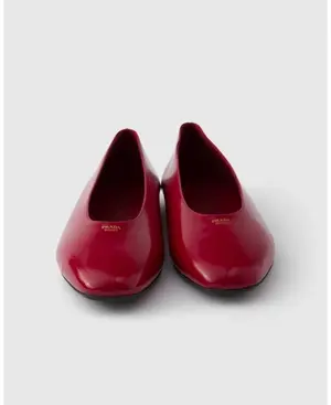 Prada Brushed Leather Ballerinas - Red