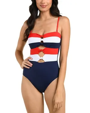 La Blanca Americana Knotted Bandeau One Piece Swimsuit - Multi