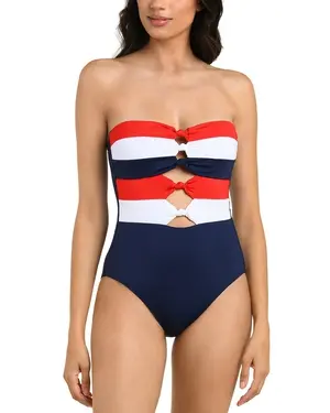 La Blanca Americana Knotted Bandeau One Piece Swimsuit
