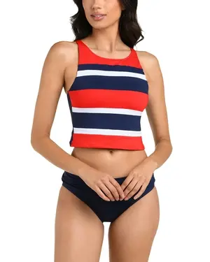 La Blanca Americana High Neck Tankini Top