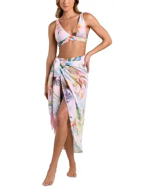 L'Agence Marena Colorful Palm Sarong Cover Up